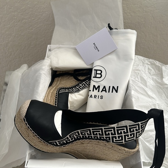 Balmain | Shoes | New In Box Alex Monogram Jacquard And Smooth Leather ...